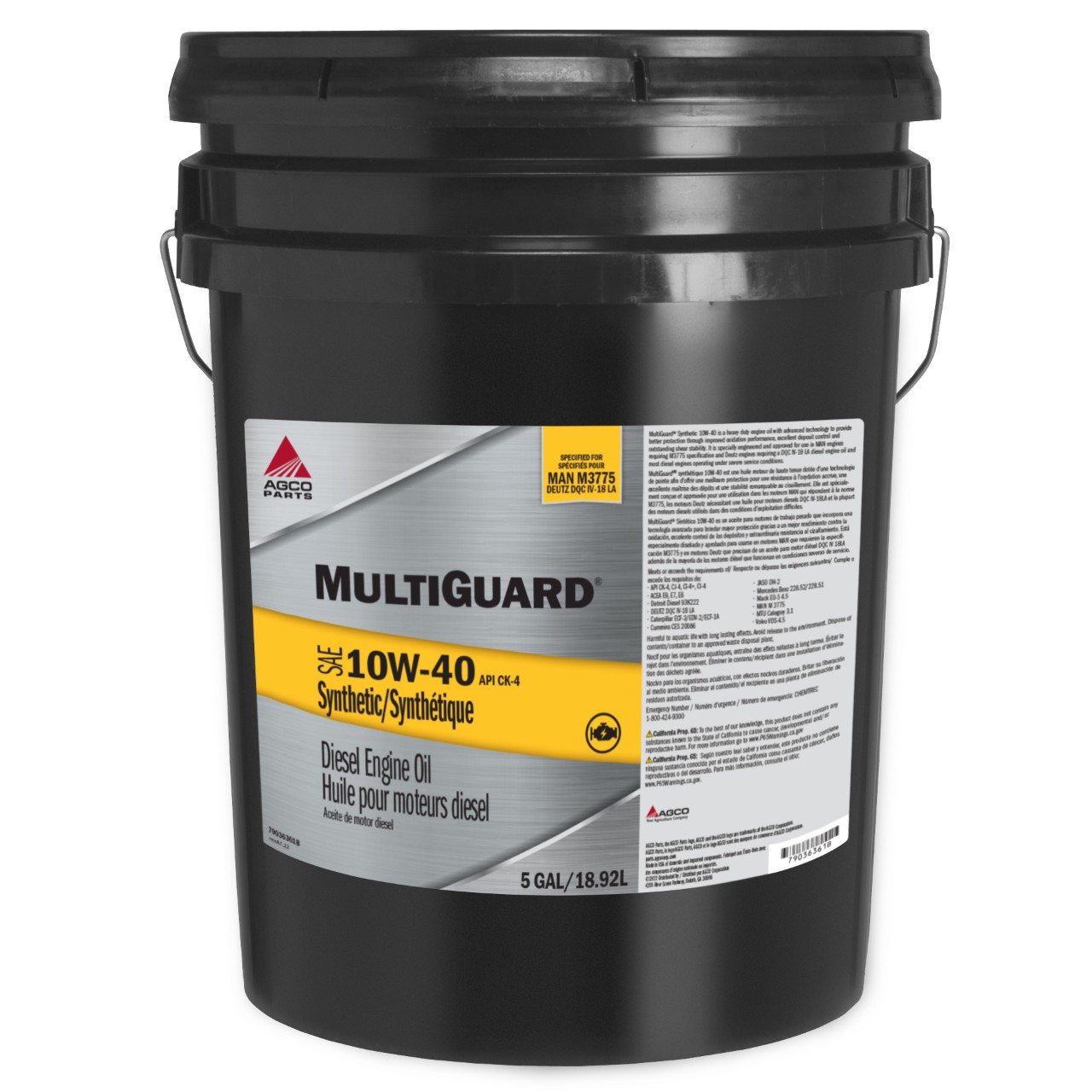 MultiGuard Synthetic SAE 10W-40 MAN M3775 Approved - 5 Gallon 79036361B ...