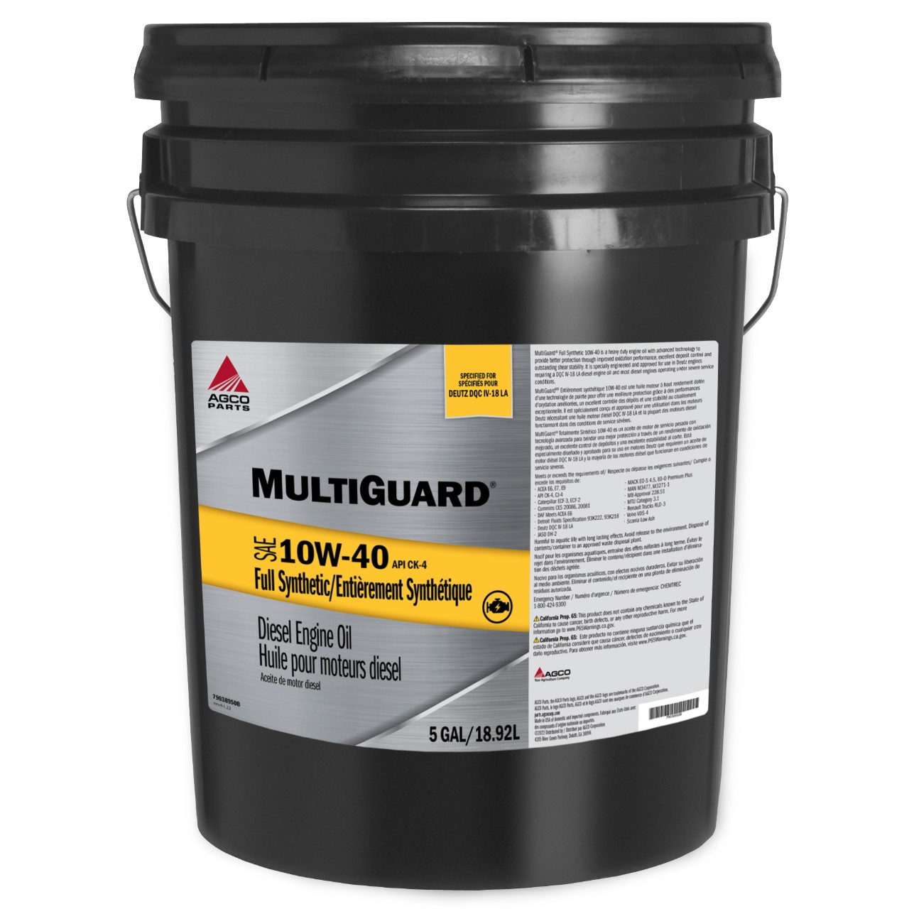 MultiGuard Full Synthetic SAE 10W-40 Deutz DQC IV-18 LA Approved - 5 ...