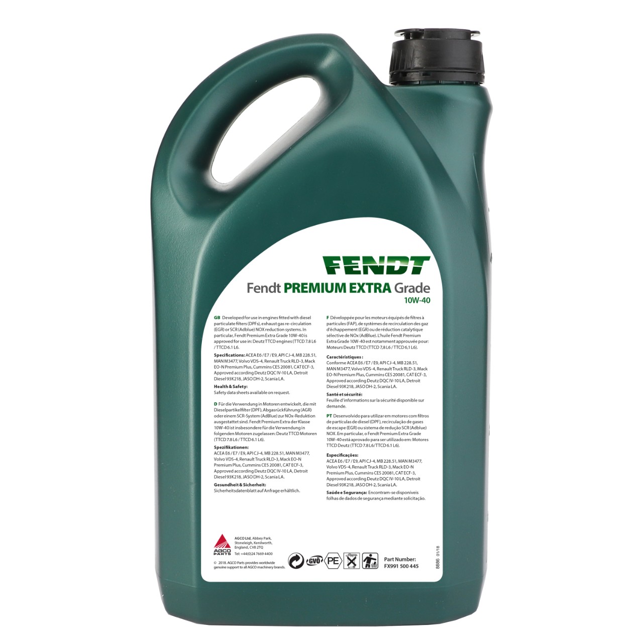 Fendt Premium Extra Grade 10W-40 5L FX991500445 | AGCO Parts